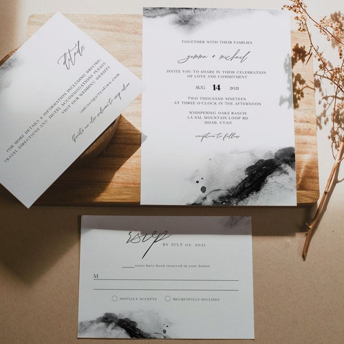 DARIA Wedding Invitation Template Suite Photo Wedding | Etsy