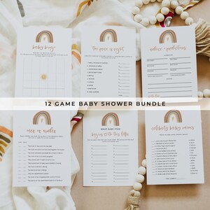 ANSLEY Rainbow Baby Shower Games, Gender Neutral Baby Shower Bundle ...