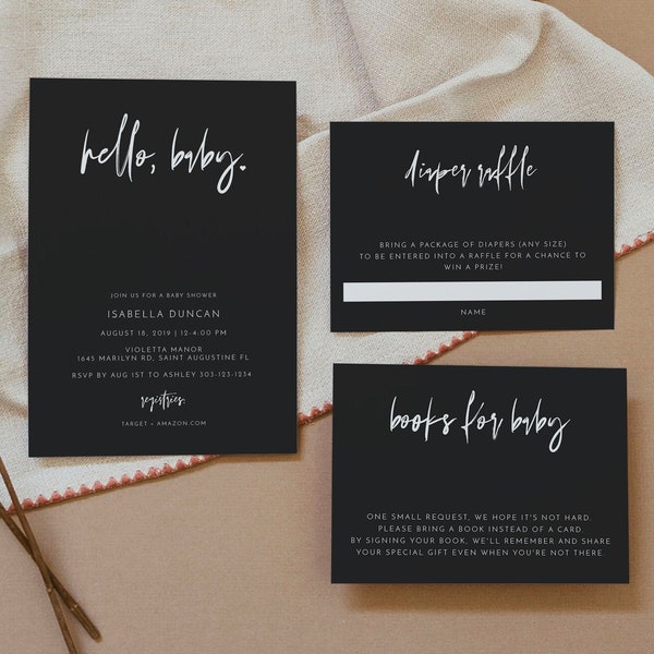Black Baby Shower Invitations - Etsy