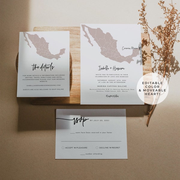 Destination Wedding Invitation Mexico - Etsy