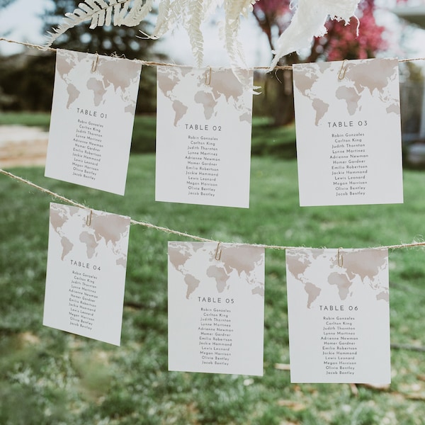 Travel Wedding Seating Chart Template - Etsy