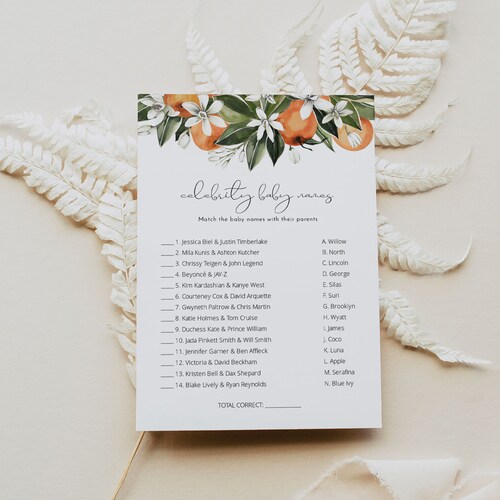 Baby Shower Games Celebrity Baby Names Game Floral Baby - Etsy