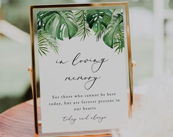 LOLA Tropical Watercolor Palm Leaf in Loving Memory Wedding Sign ...