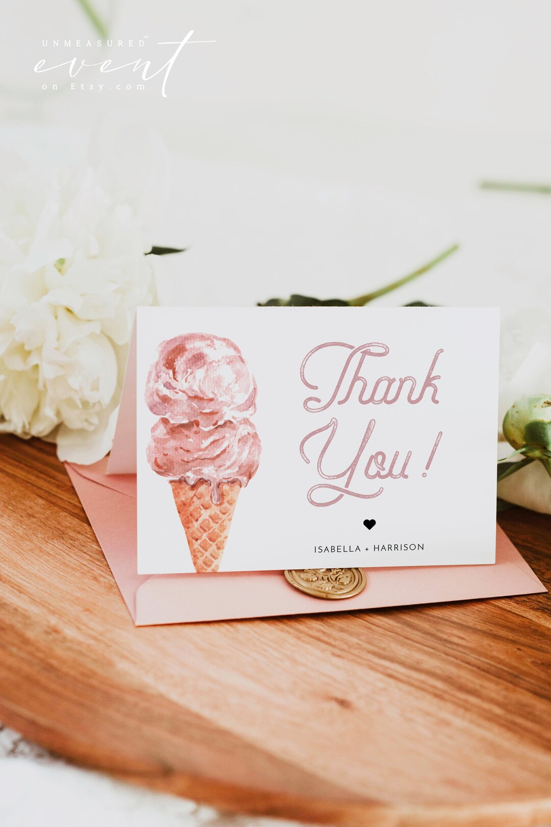Ice Cream Thank You Card Template, She's Been Scooped up Bridal Shower ...