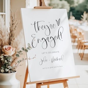 PRINTED + SHIPPED Engagement Party Sign, They're Engaged Sign, Modern ...