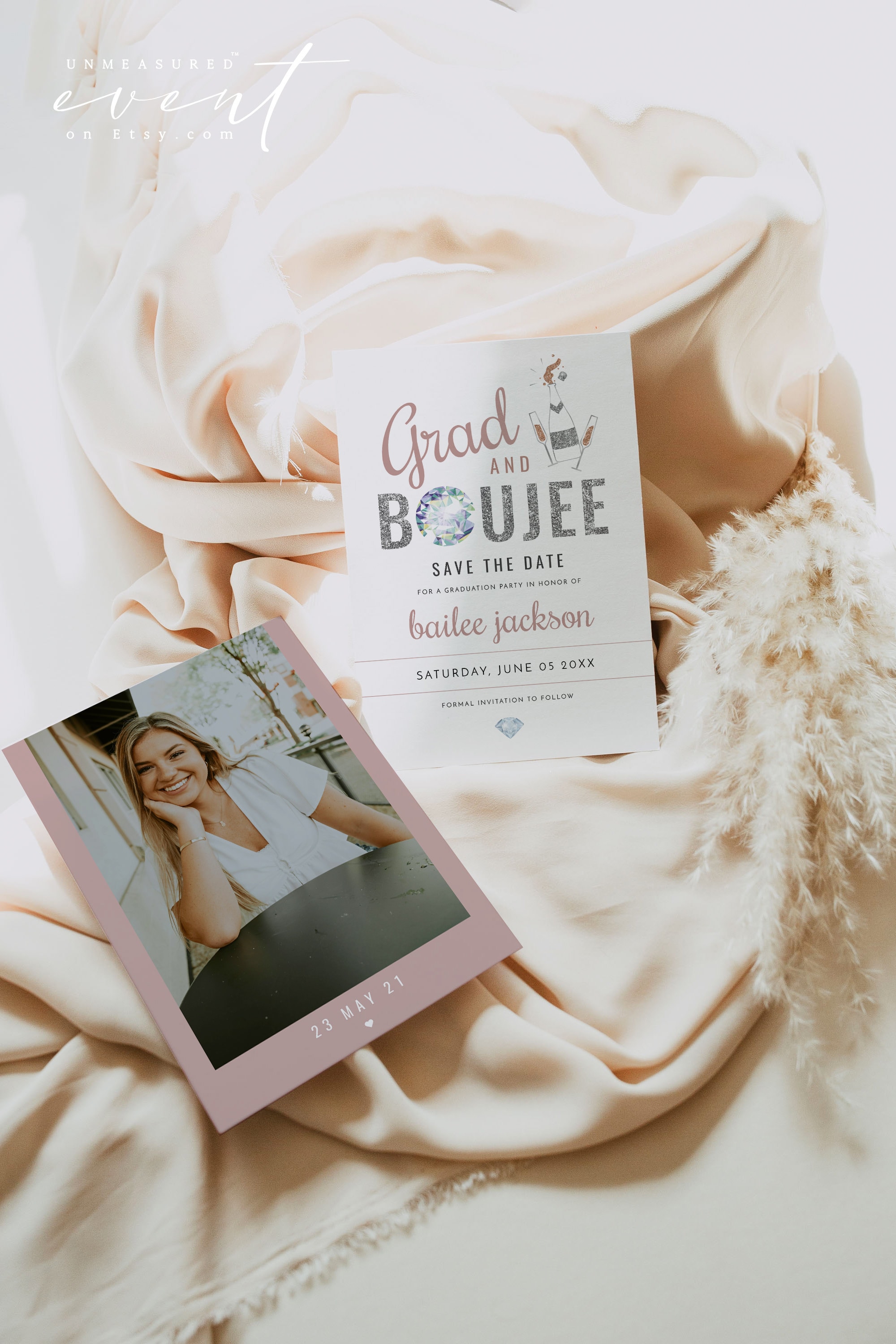 GENNA Grad and Boujee Save the Date Template Graduation Party | Etsy