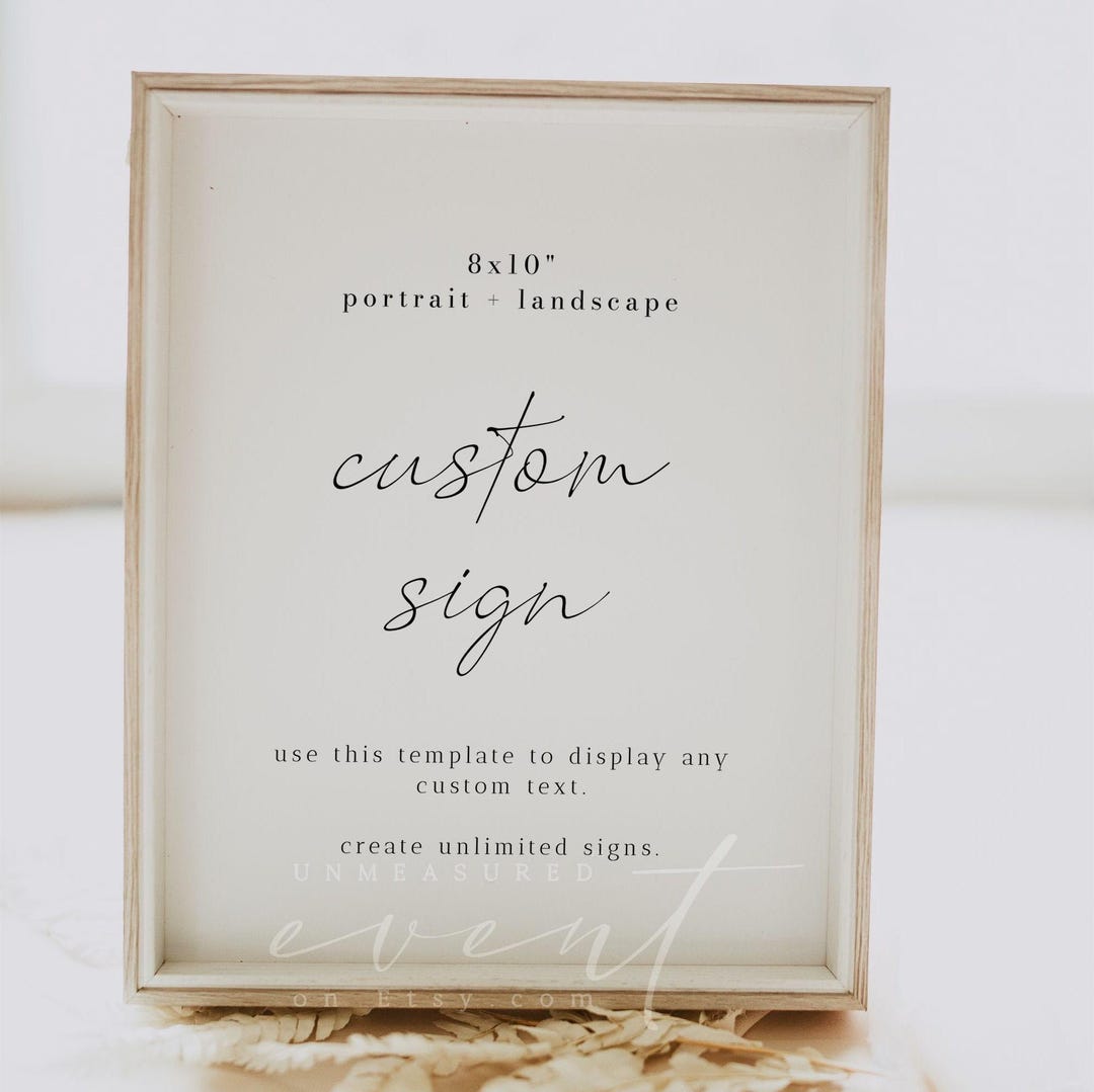 Custom 8x10" Sign Printable, Minimal Wedding Sign 100% EDITABLE, in ...