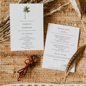 MONA Tropical Wedding Program Template, Palm Tree Wedding Program ...