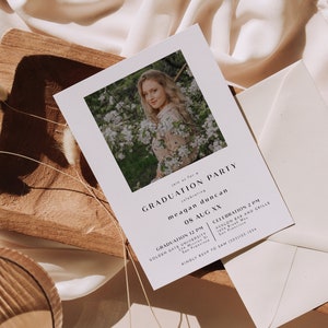 ZARA Photo Graduation Invitation Template, Modern Graduation Party ...