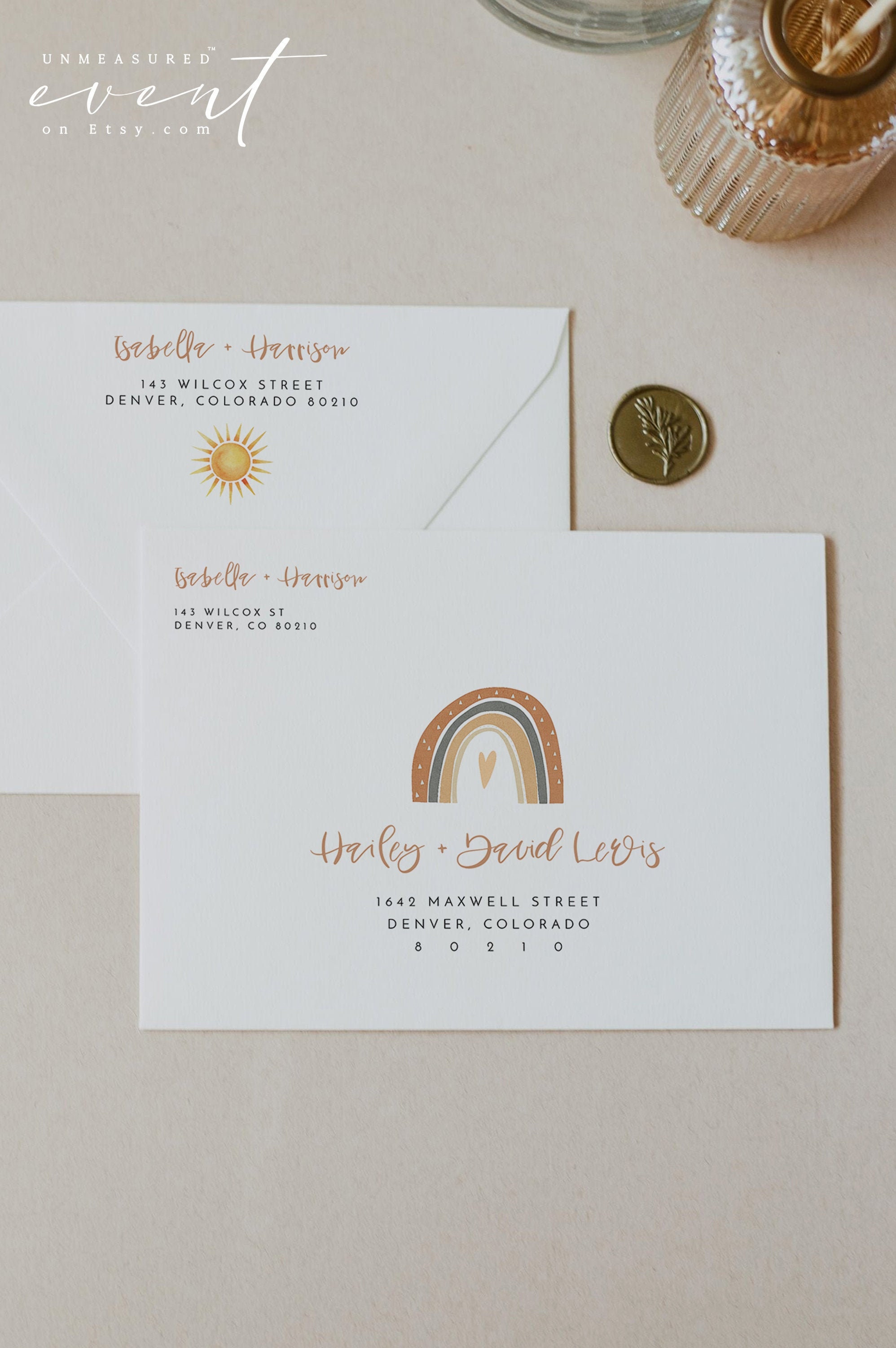 ANSLEY Boho Rainbow Envelope Addressing Template Terracotta - Etsy