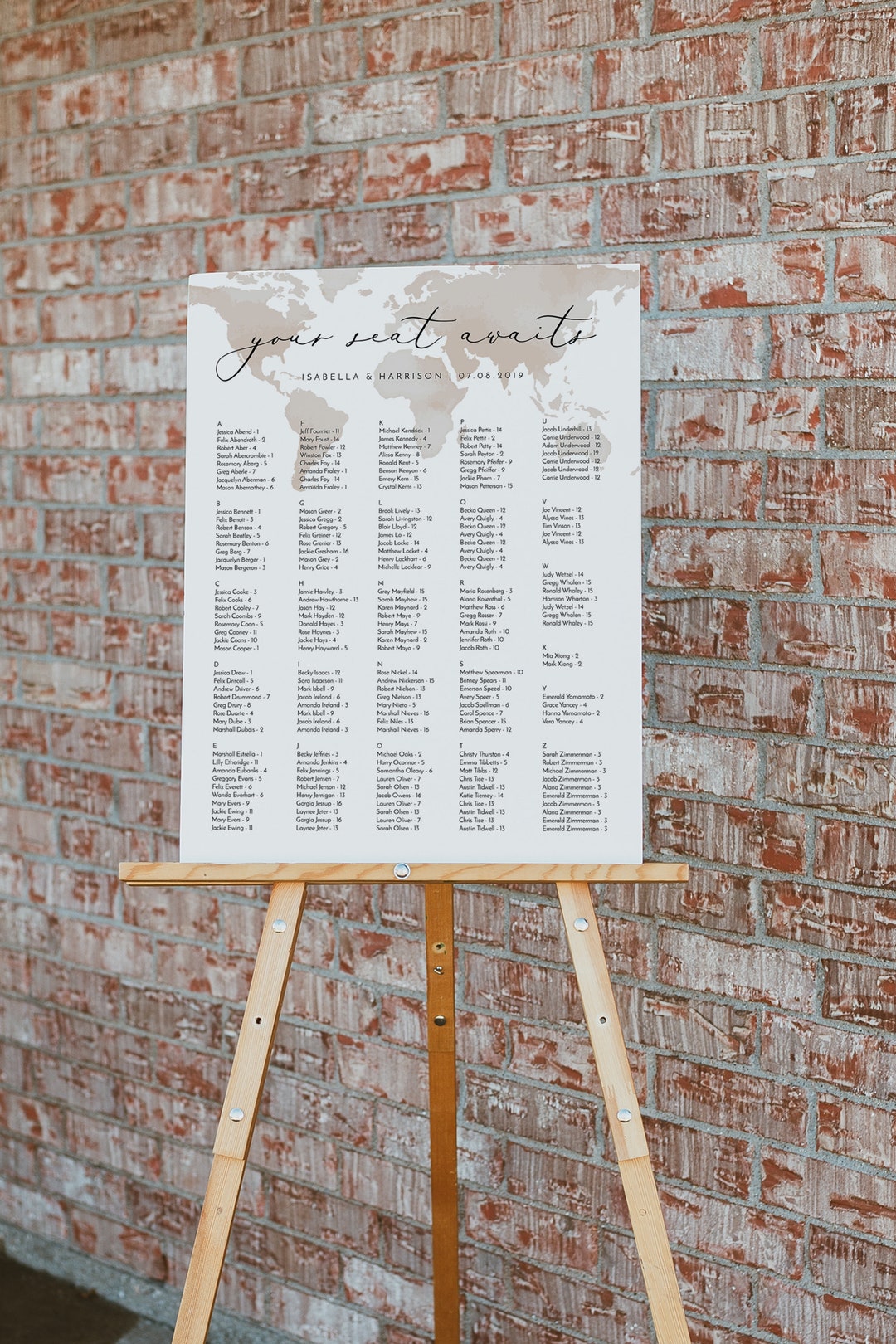 Map Seating Chart Template, Travel Seating Chart, Alphabetical Seating ...