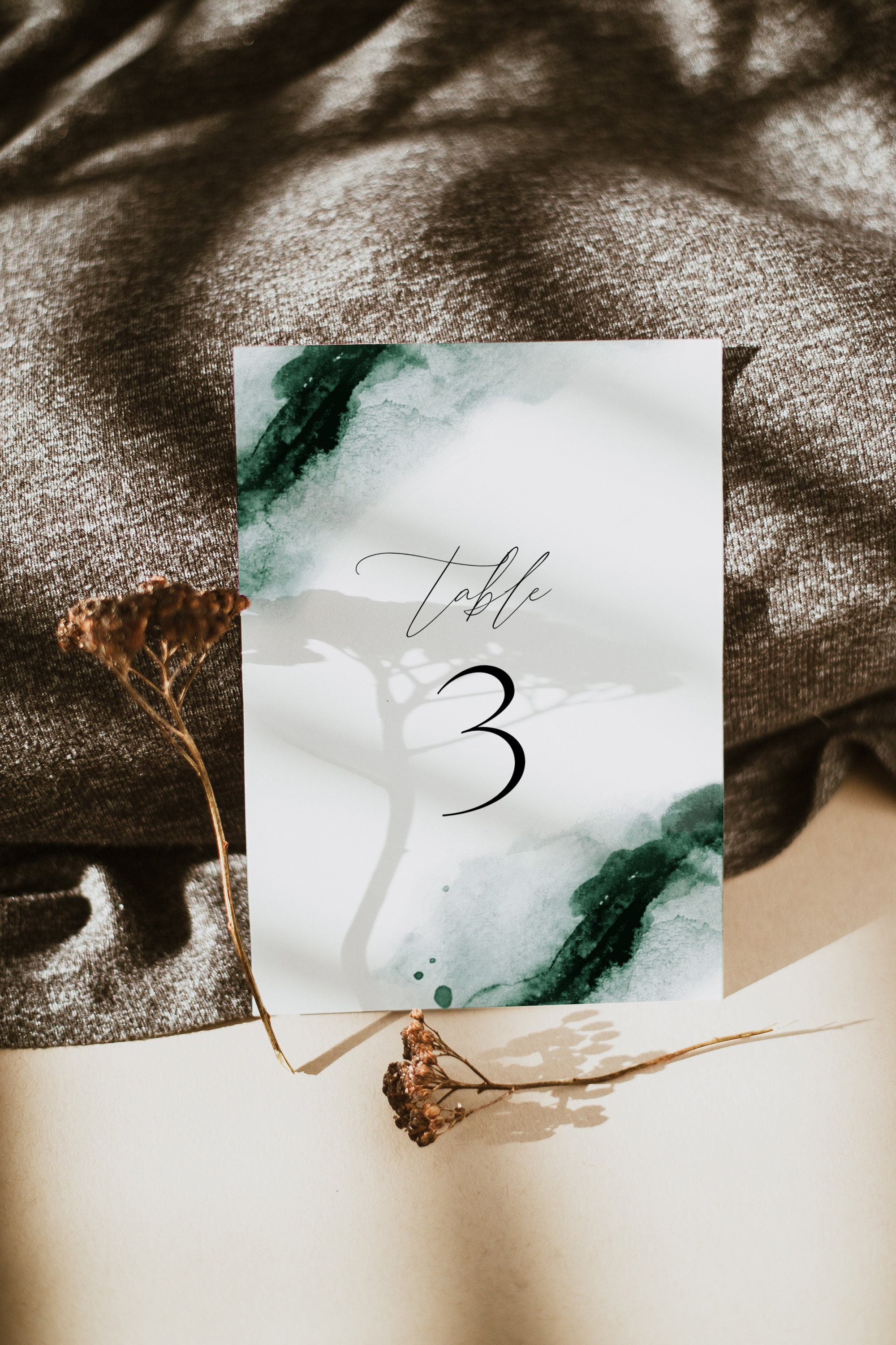 EMERALD Table Number Template Printable Table Numbers | Etsy