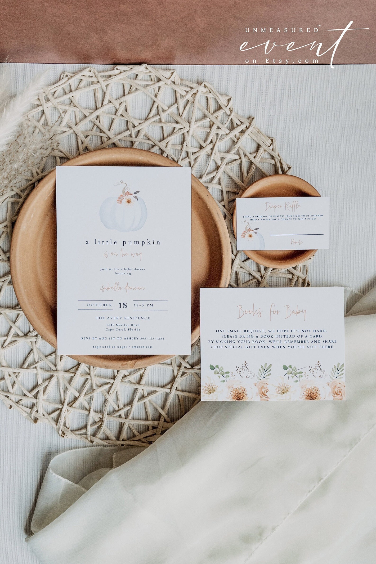 AMBER Pumpkin Baby Shower Invitation Template Pumpkin Baby - Etsy