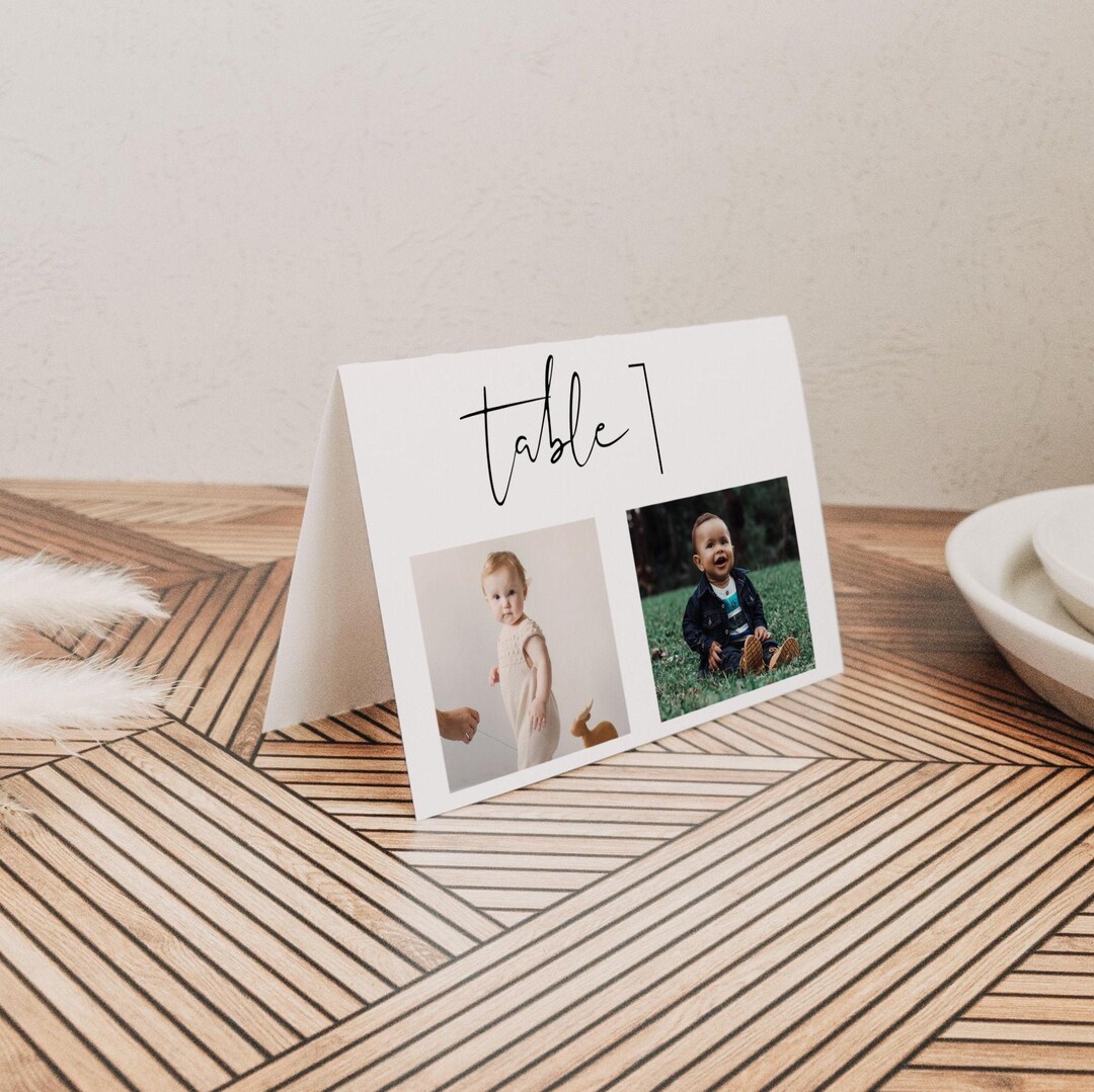 Minimalist Photo Table Numbers Template, Wedding Photo Table Numbers ...
