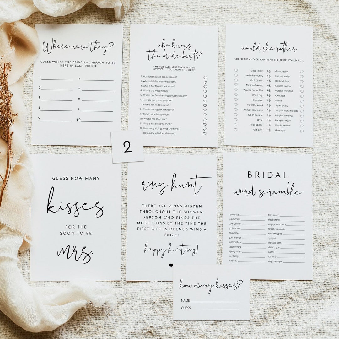 ADELLA Minimalist Bridal Shower Game Bundle, Modern Bridal Shower Game ...