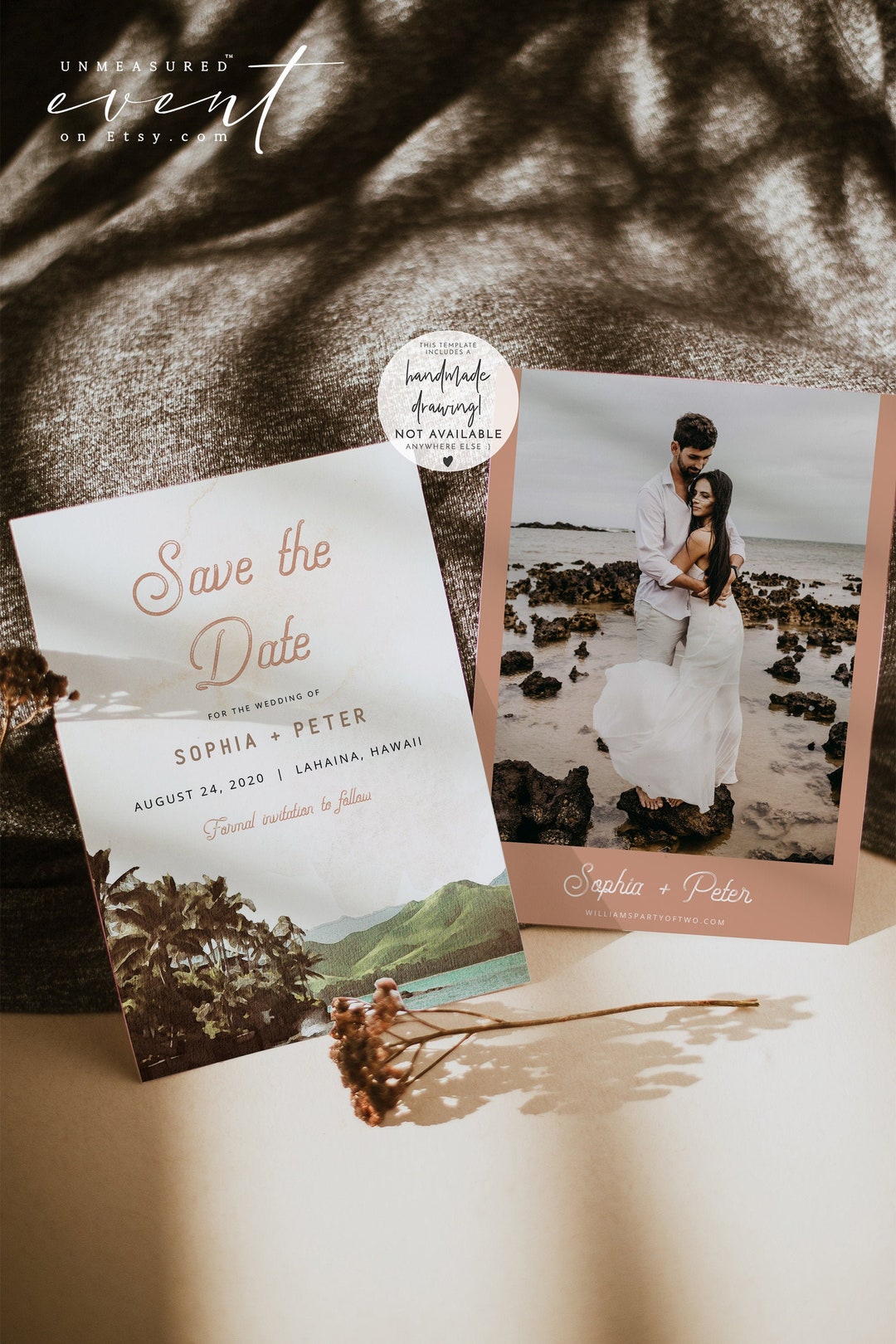 NANI Vintage Hawaii Save the Date Template, Photo Save the Date, Island Save the Date, Beach ...