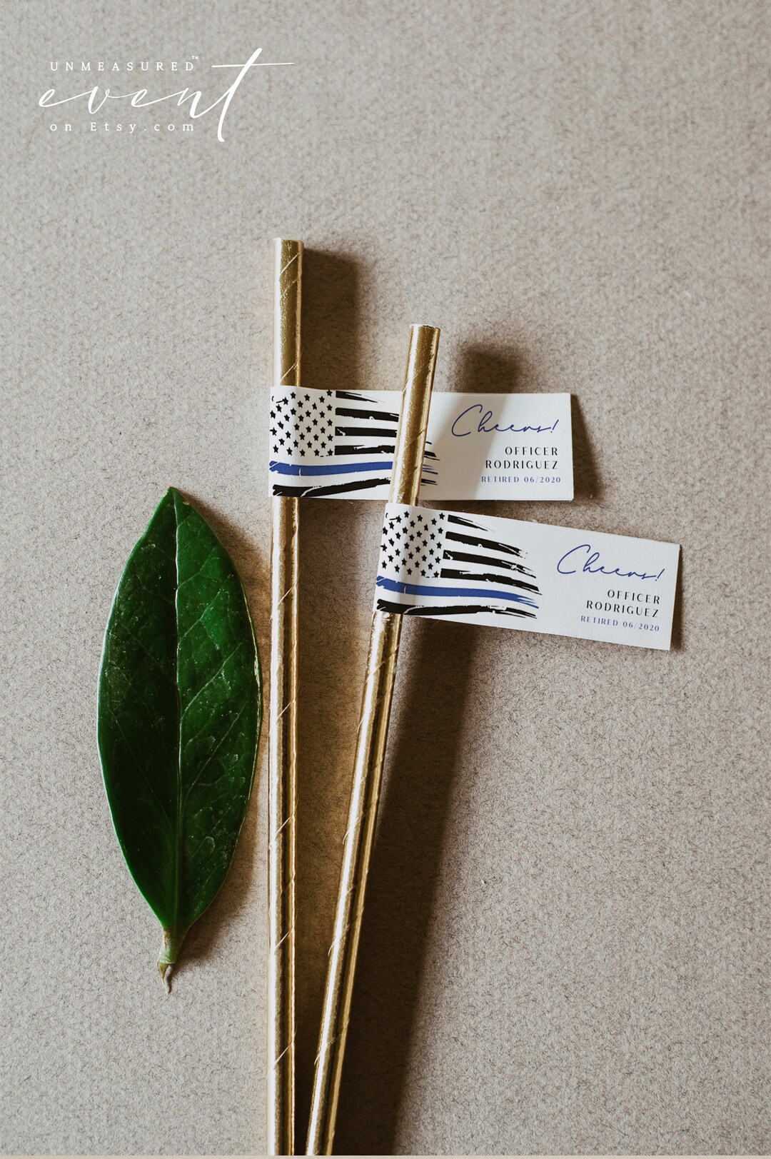 Police Straw Flag Template, Police Retirement Straw Tags Instant ...