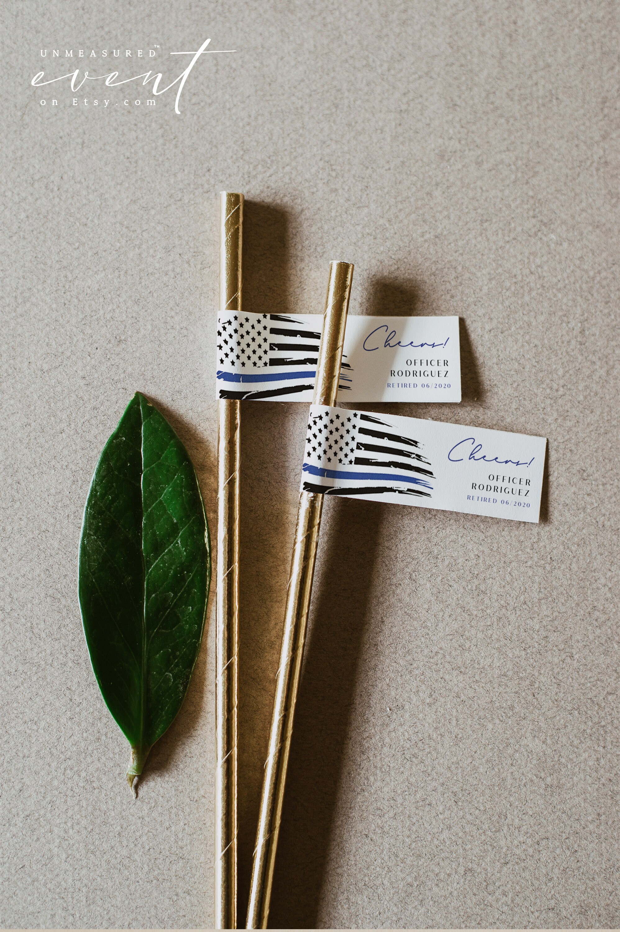 Police Straw Flag Template Police Retirement Straw Tags | Etsy