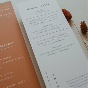 MIA Burnt Orange Wedding Program Template, Terracotta Wedding Program Printable, Programs for ...