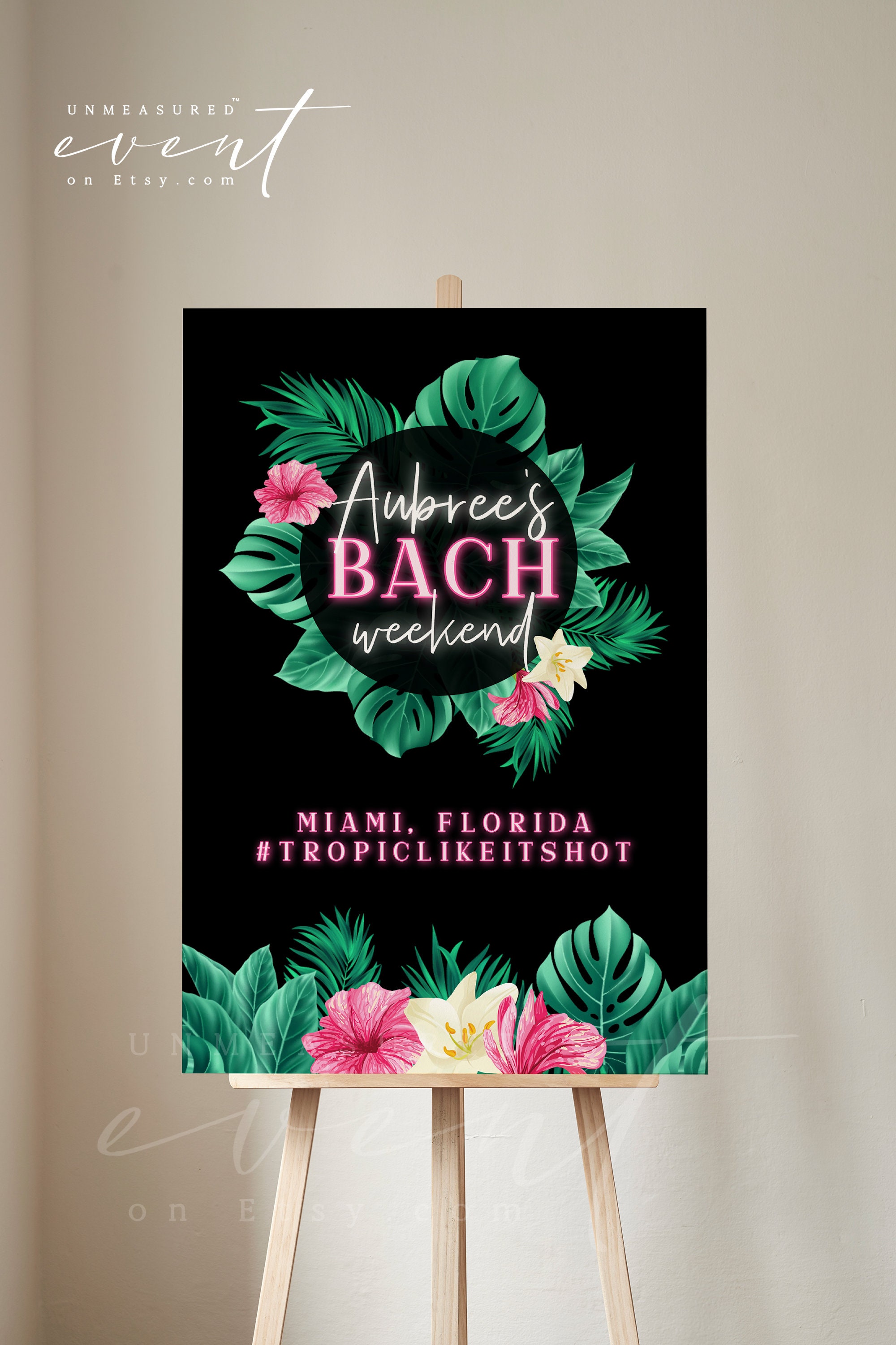 DION Tropical Bachelorette Welcome Sign Template Neon | Etsy