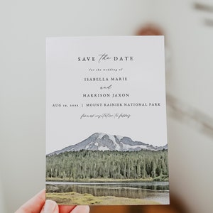 MOUNT RAINIER Save the Date Template, Mountain Save the Date Cards ...