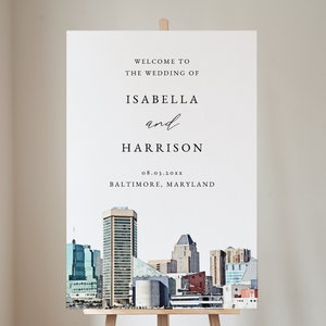 BALTIMORE Wedding Welcome Sign Template, Watercolor City Skyline ...