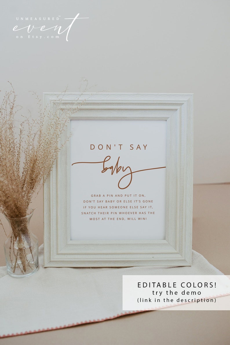 MARLO Minimalist Dusty Blue Don't Say Baby Sign Template Bohemian Boy ...