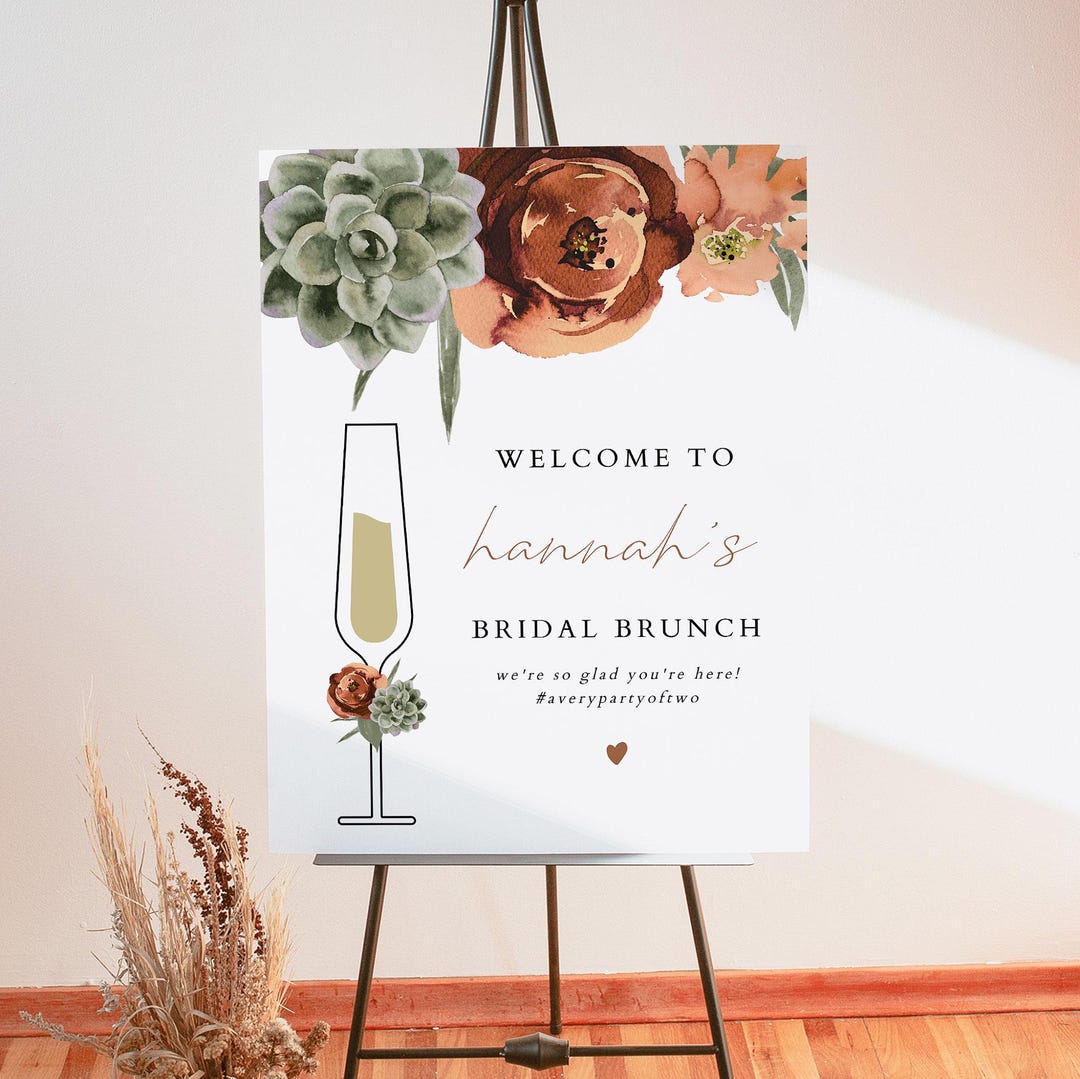 Bridal Brunch Welcome Sign, Terracotta Brunch and Bubbly Welcome Sign ...