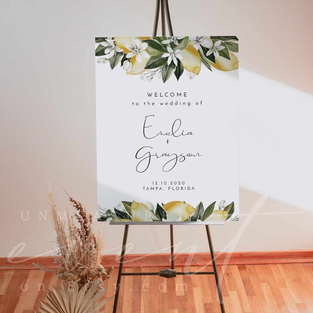 Lemon Wedding Welcome Sign Template, Citrus Wedding Welcome Poster ...
