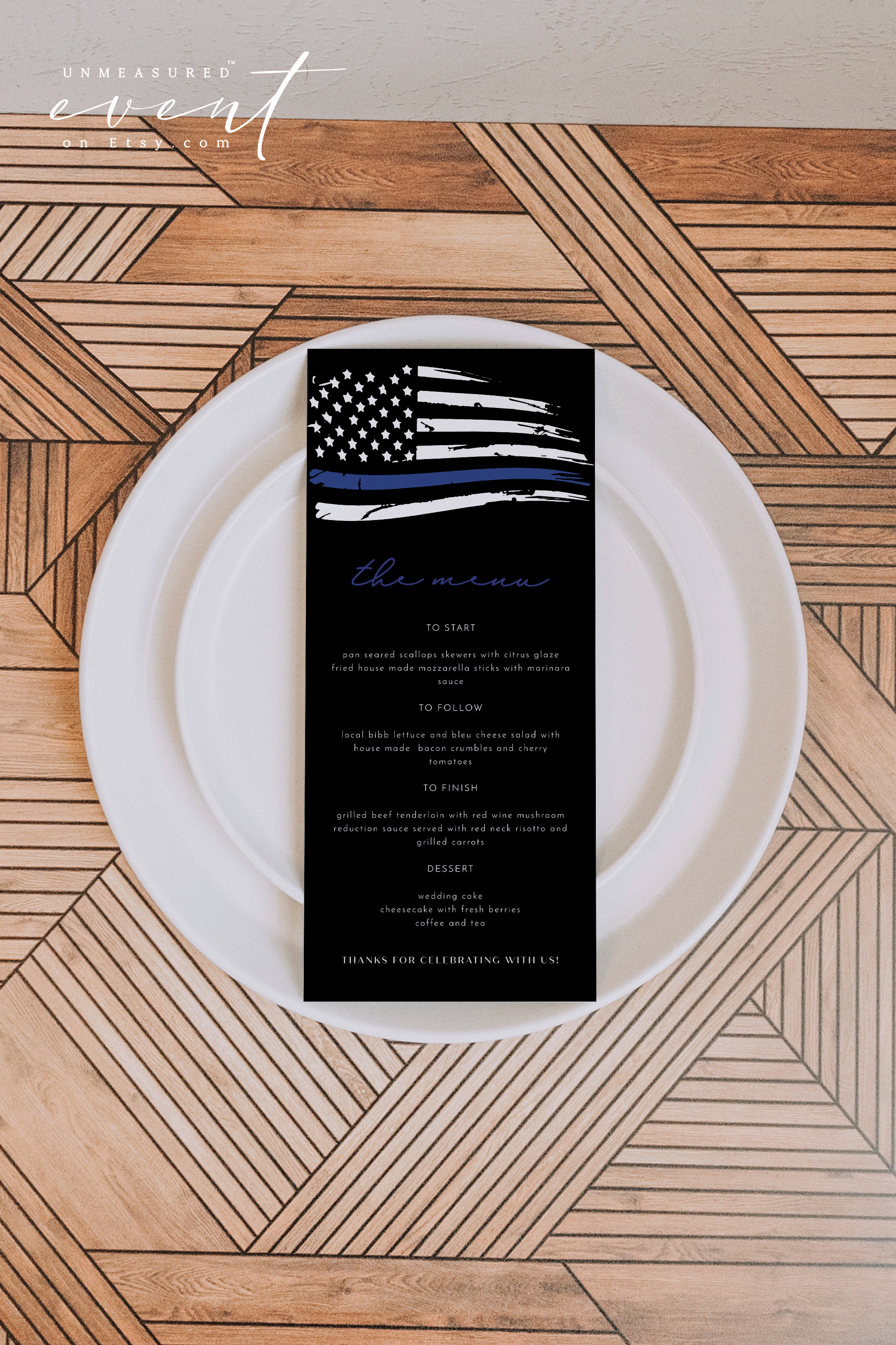 Police Thin Blue Line Menu Template, Thin Blue Line Flag Menu, Police ...