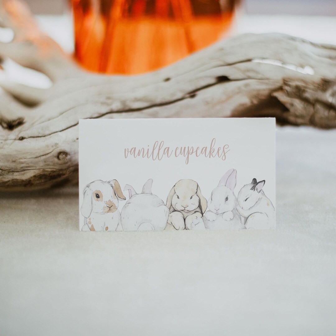 Bunny Buffet Card Template, Little Bunny Baby Shower Buffet Cards ...