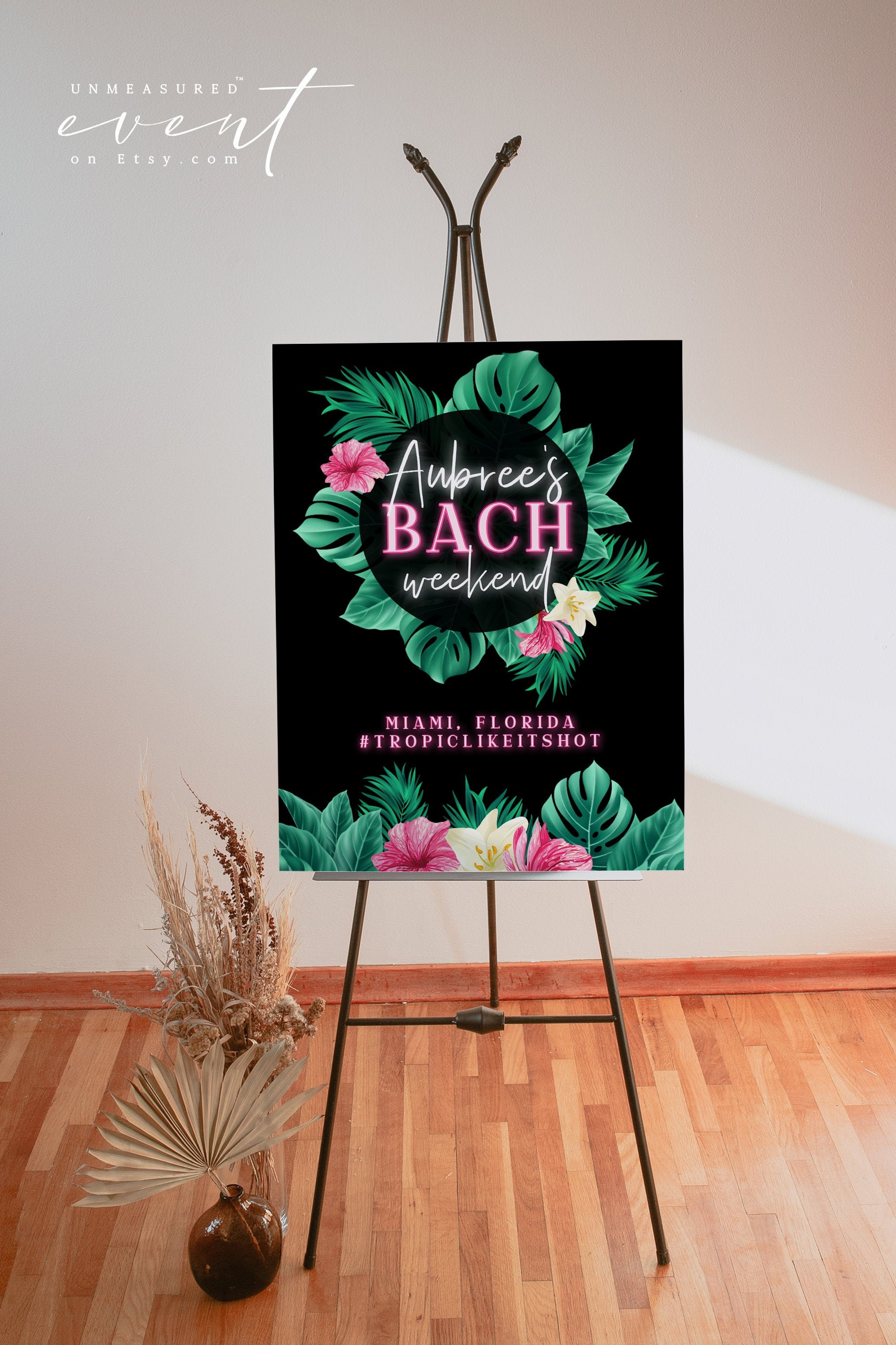 DION Tropical Bachelorette Welcome Sign Template Neon | Etsy