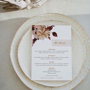 TALIA Wedding Menu Template, Boho Wedding Menu, Bohemian Wedding Menu ...