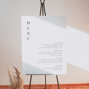 HARPER Dinner Menu Sign Template, Minimalist Menu Poster, Menu Board ...