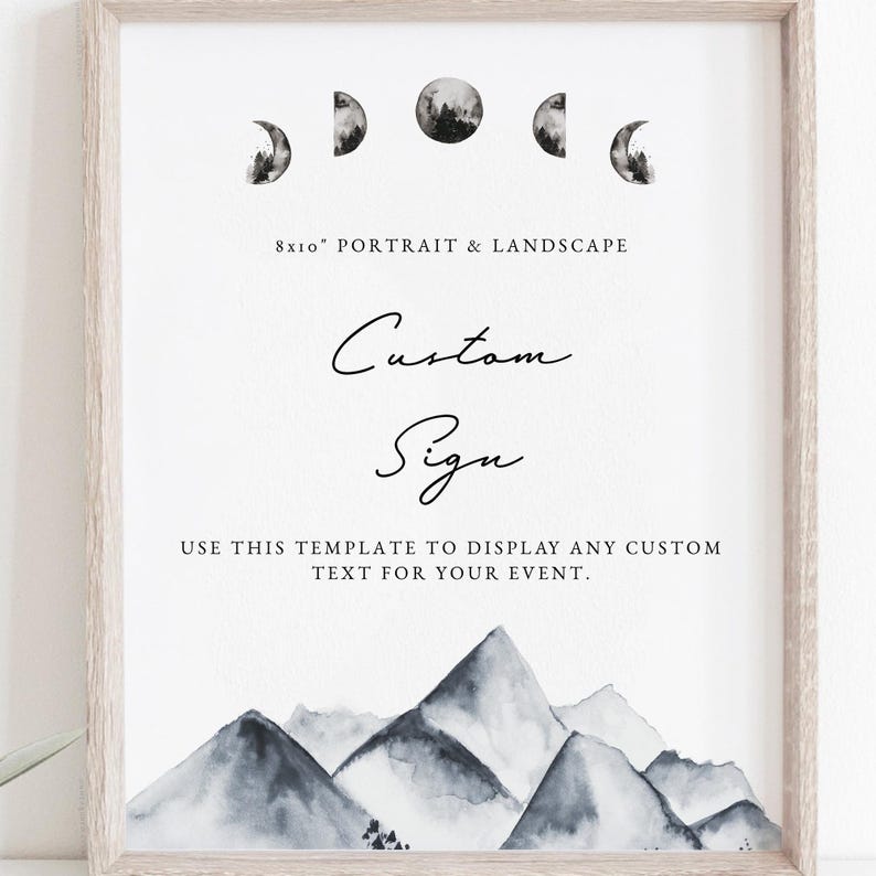 DENALI Bohemian Mountain Wedding Sign Template, Mountain Wedding Sign ...