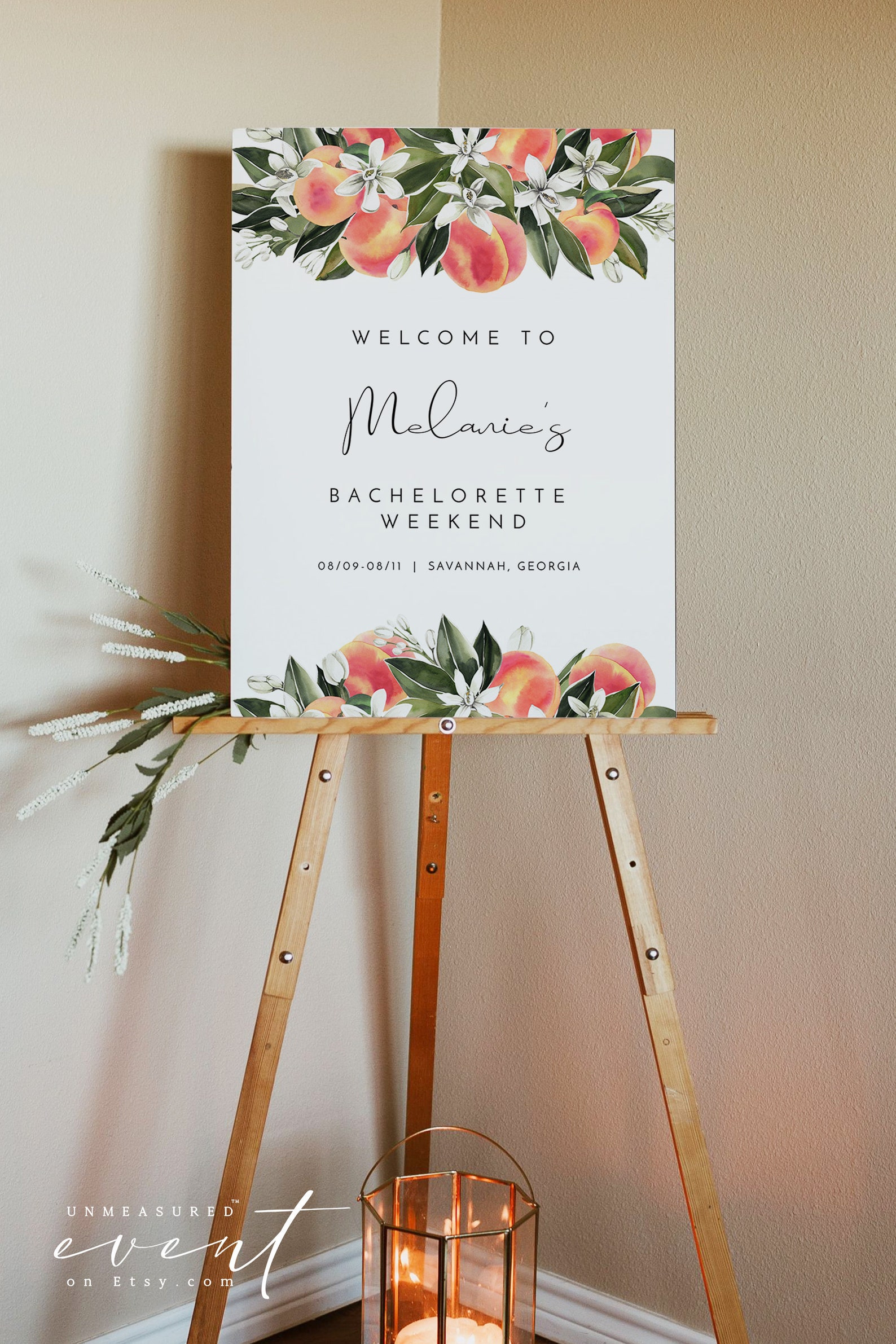 SAVANNAH Peach Bachelorette Welcome Sign Template Georgia - Etsy