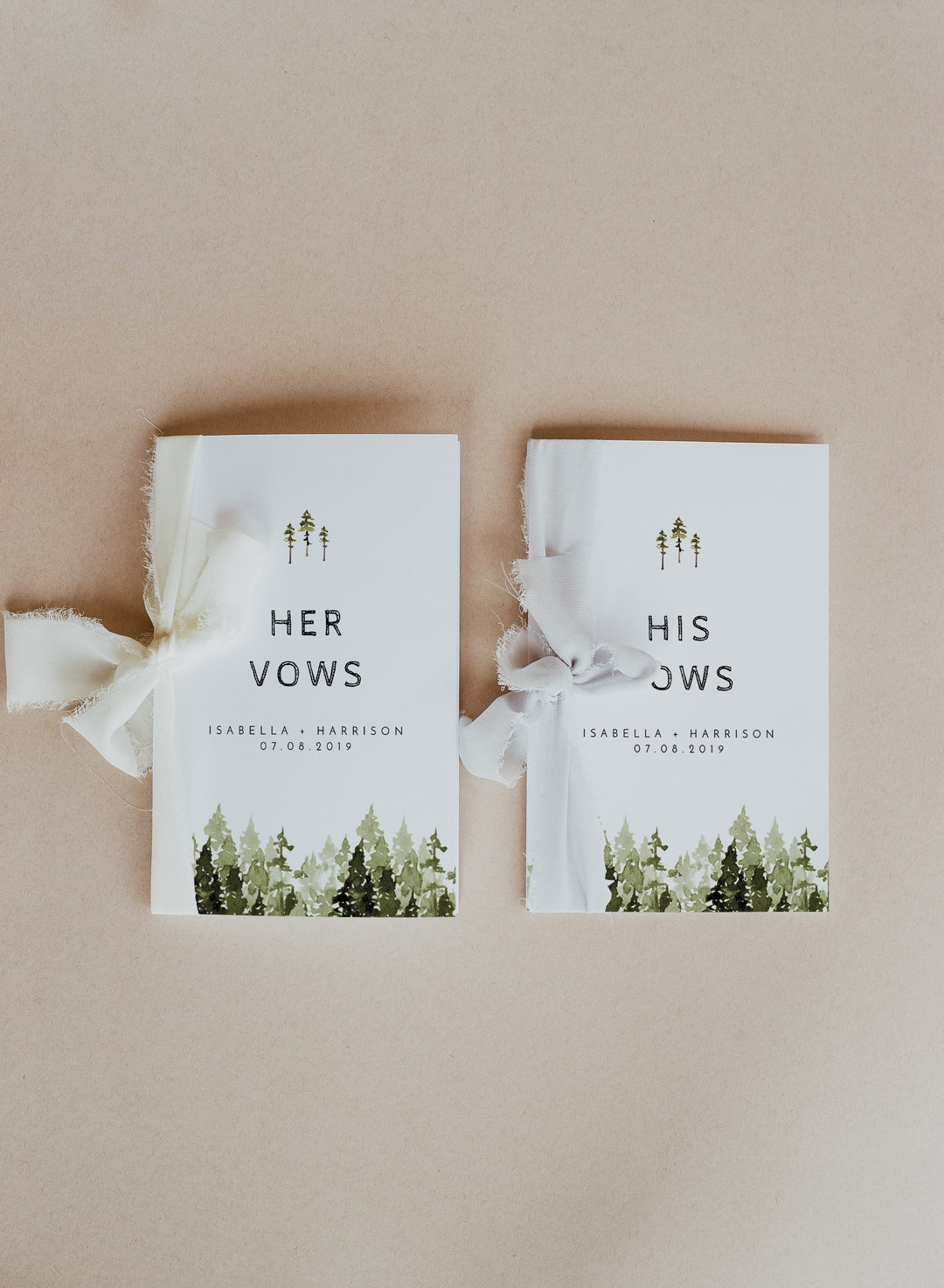 JENNA Forest Wedding Vow Book Template, Pine Tree Wedding Vows ...
