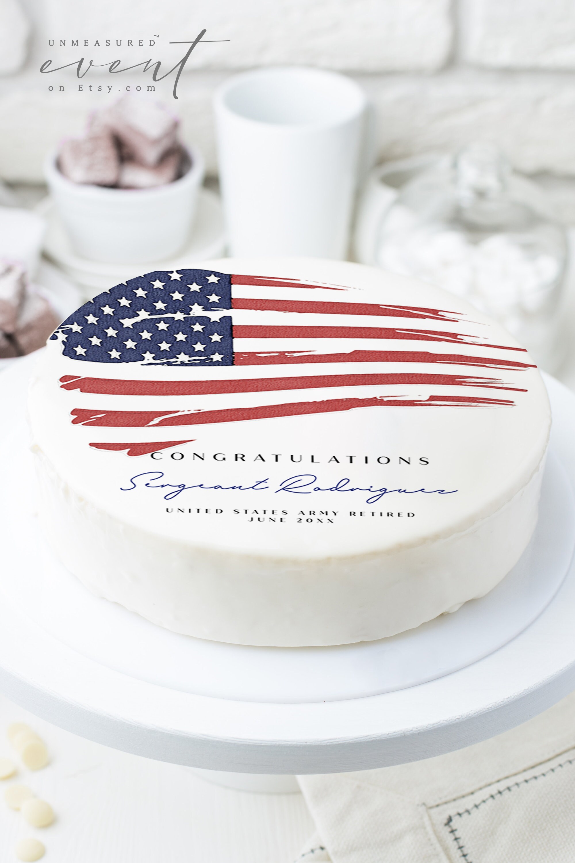 American Flag Cake Topper TEMPLATE United States Retirement | Etsy