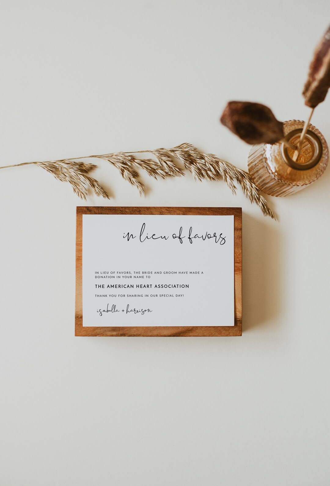 ADELLA Minimalist Wedding in Lieu of Favors Card Template, Modern ...