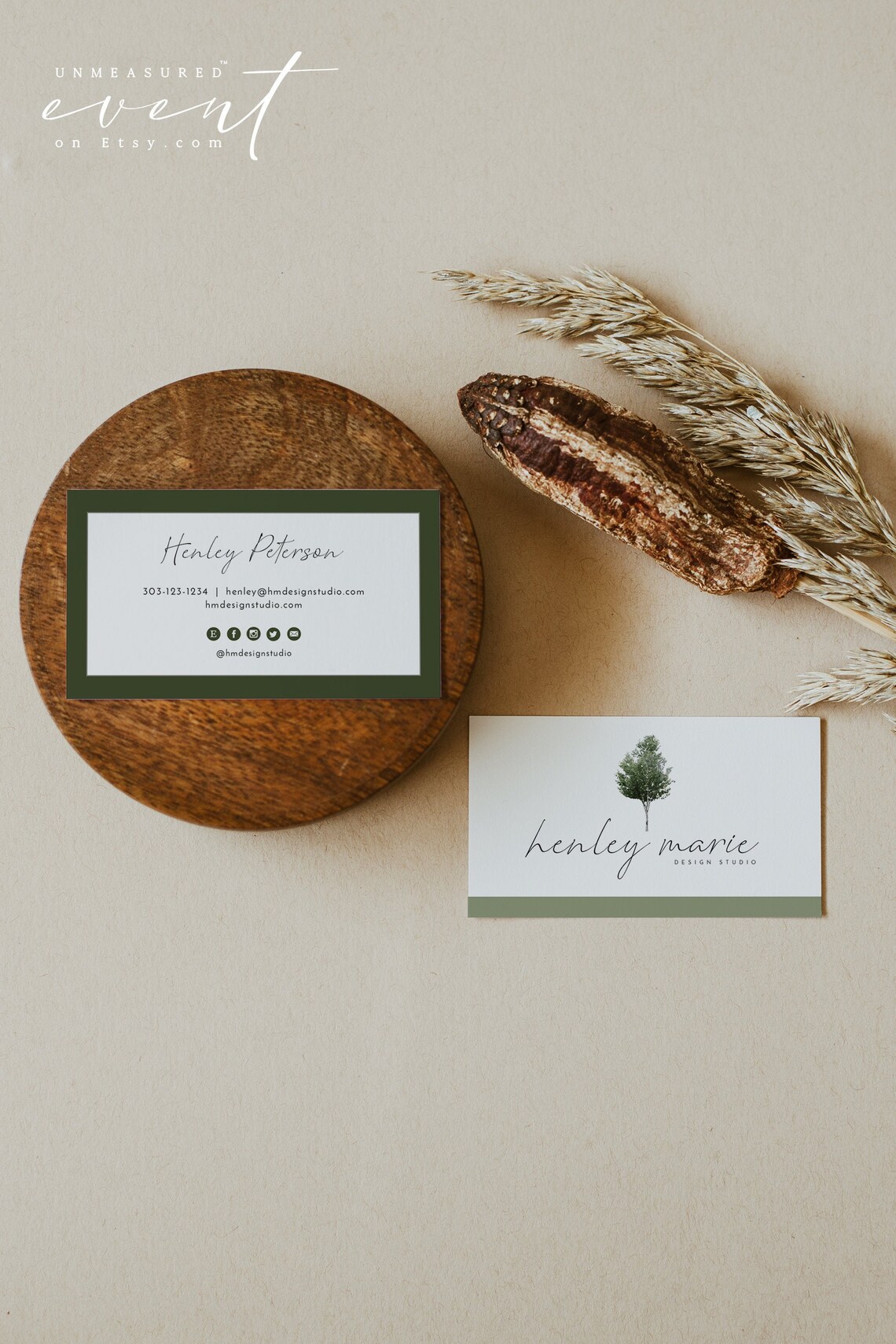 BIRCH Tree Business Card Design Template Rustic Business | Etsy