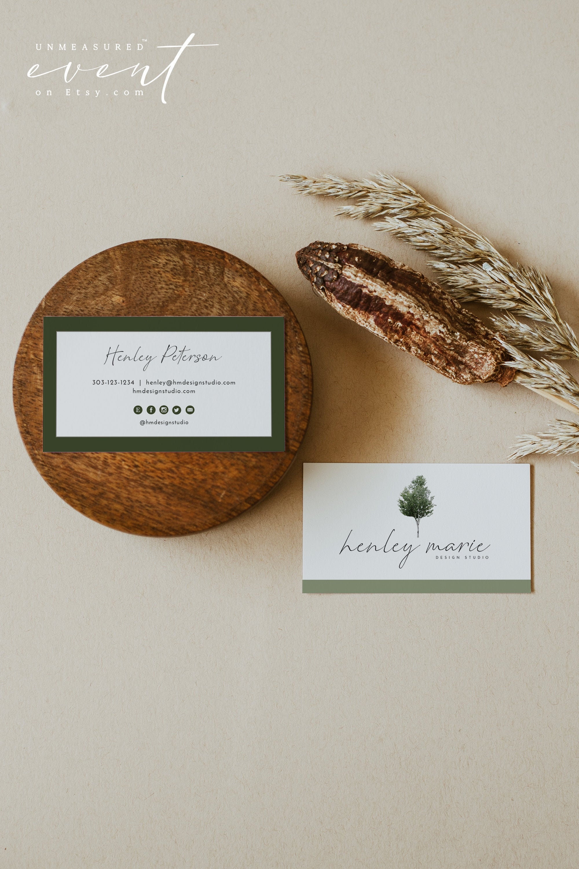 BIRCH Tree Business Card Design Template Rustic Business | Etsy
