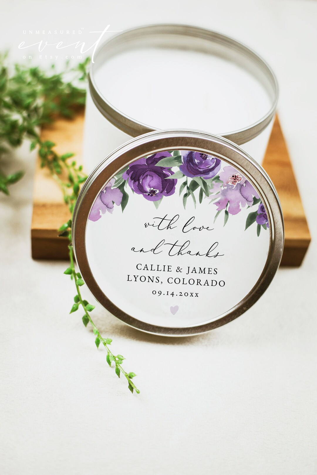 Purple Floral Round Favor Tag Template, Round or Square Printable Thank ...