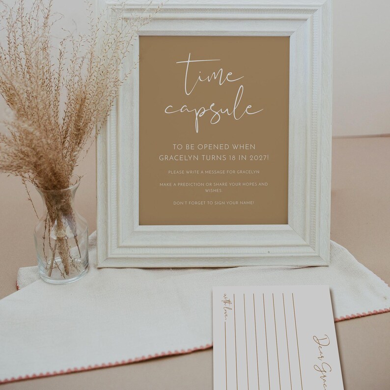 Boho Time Capsule Template, Beige Time Capsule First Birthday, Bohemian ...