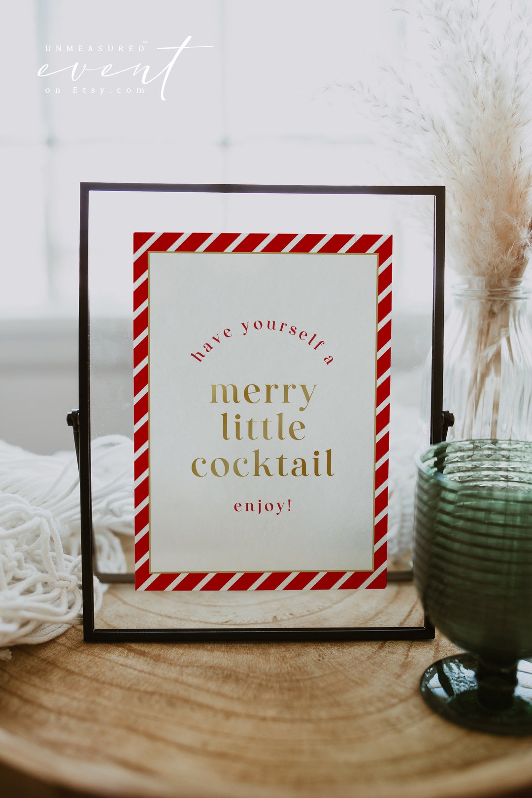 MERI Printable Merry Little Cocktail Sign Template Christmas Party Bar ...