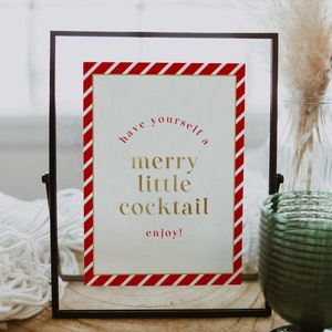 MERI Printable Merry Little Cocktail Sign Template Christmas Party Bar ...