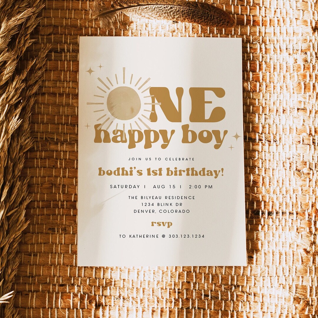 One Happy Boy Birthday Invitation Template, First Trip Around the Sun ...