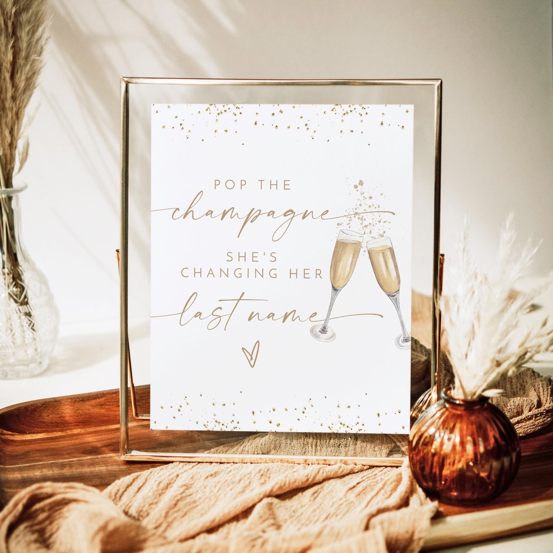 GRACE PRINTED + SHIPPED Pop the Champagne Sign, 8x10" Bridal Brunch ...