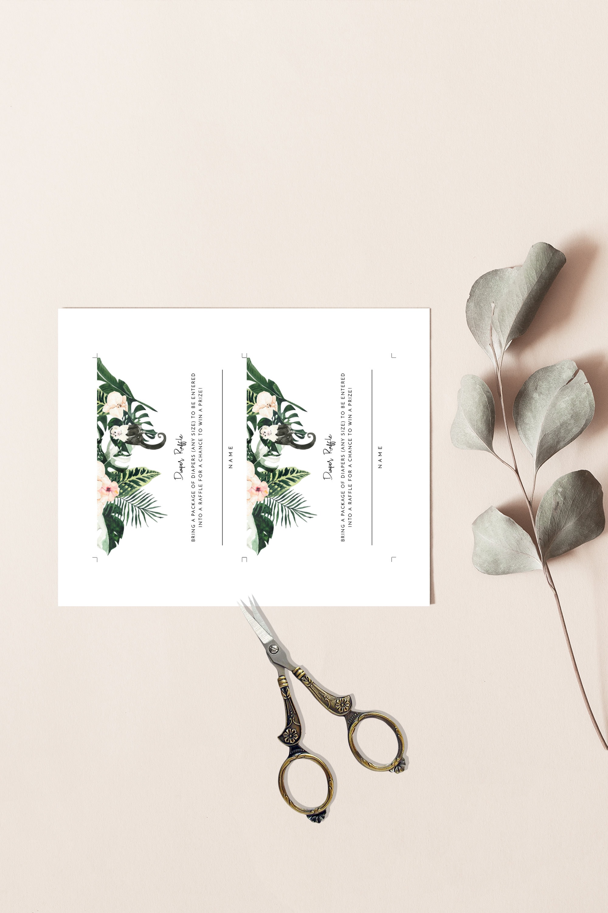 AMARA Boy Safari Baby Shower Diaper Raffle Card Template | Etsy