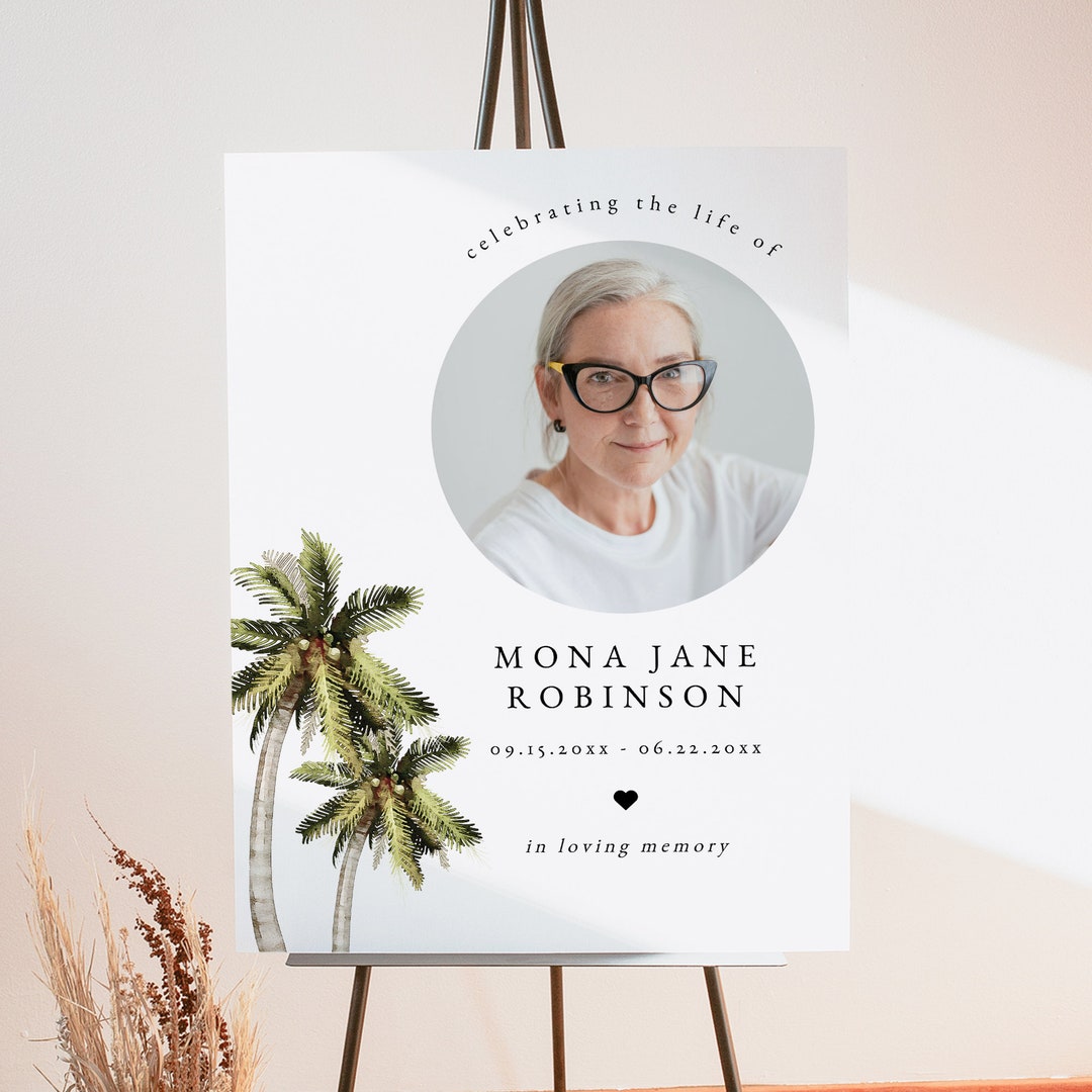 MONA Funeral Memorial Sign, Celebration of Life Sign, in Loving Memory ...