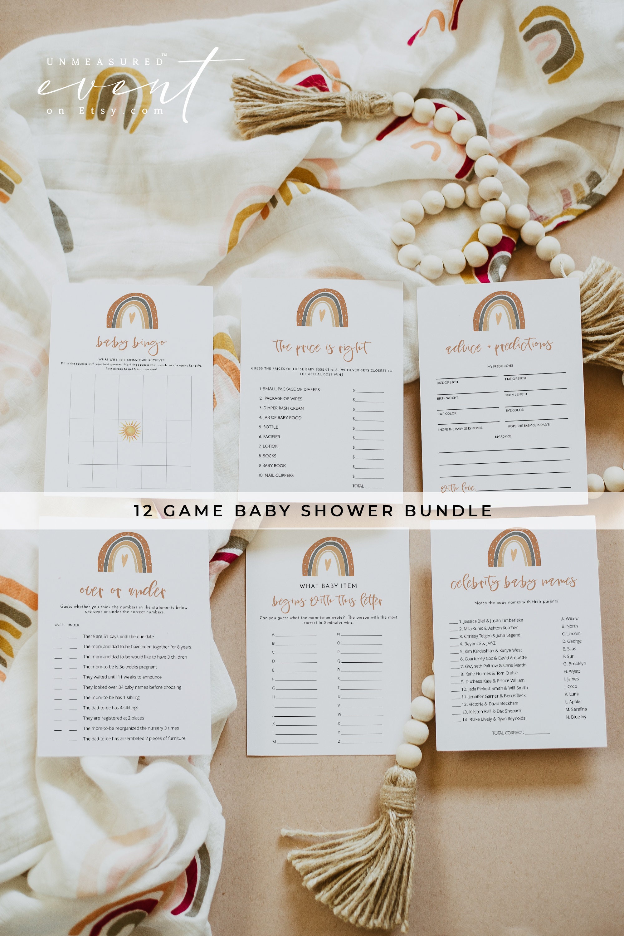 ANSLEY Rainbow Baby Shower Games Gender Neutral Baby Shower | Etsy